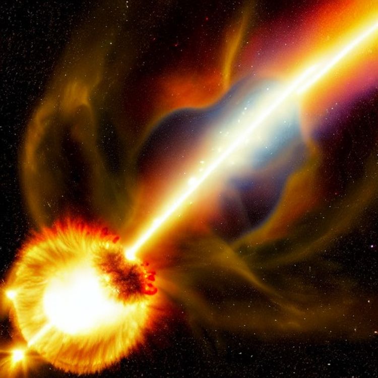 The Sun in a galactic gas cloud emitting a plasma burst ...