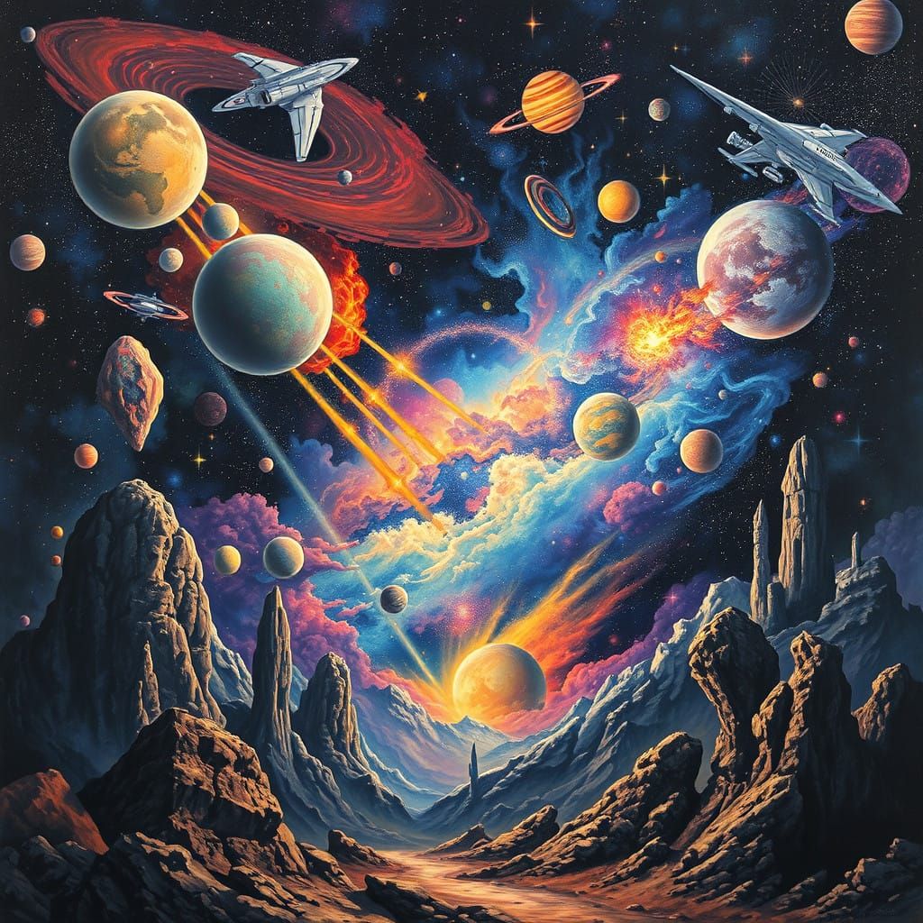 Galactic Dreamscape in Cosmic Surrealism - AI Art