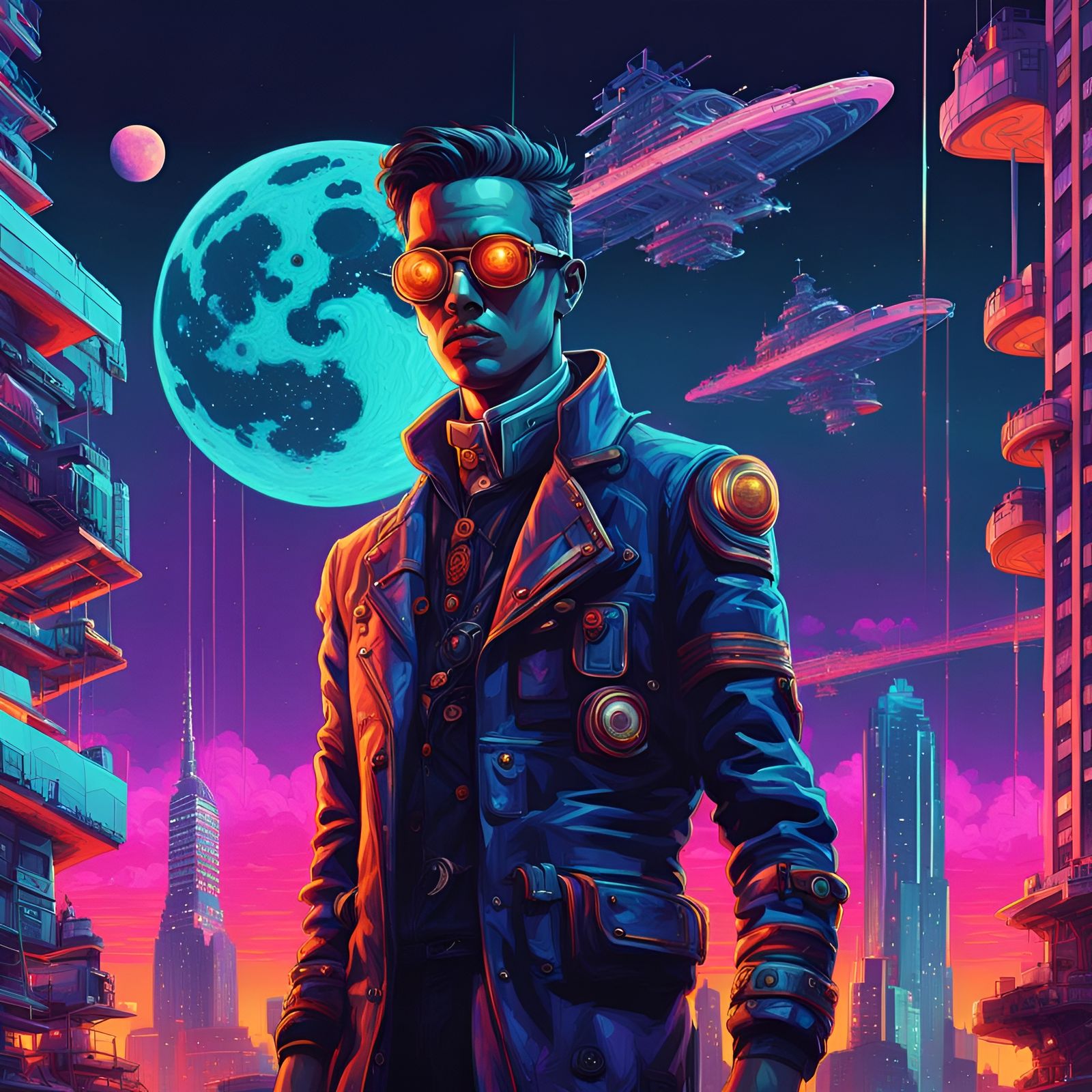 Twilight of The Gods retrofuturism beautiful colorful complex detailed ...