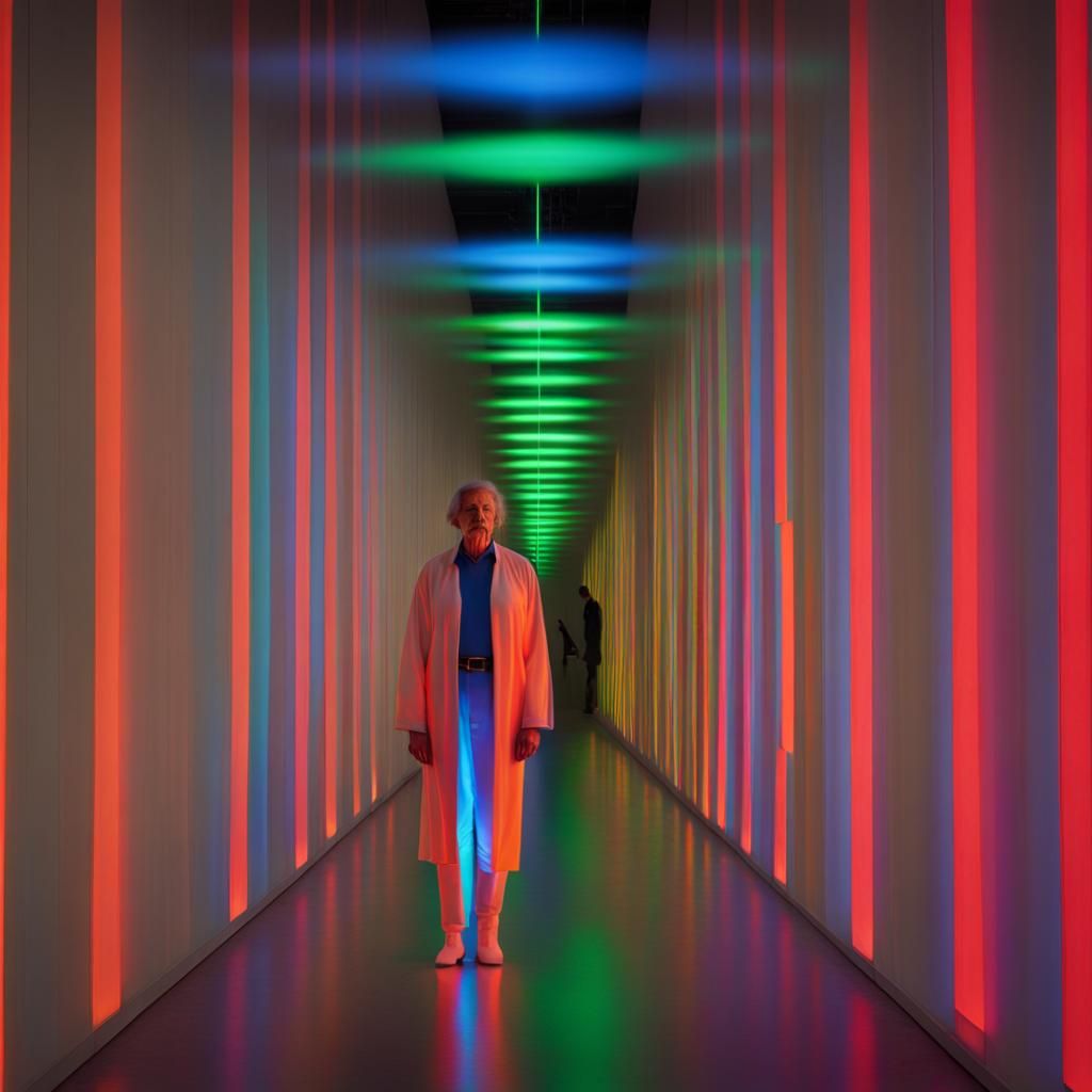 16k resolution, art by Thomas Wilfred, Dan Flavin, layered hologram ...