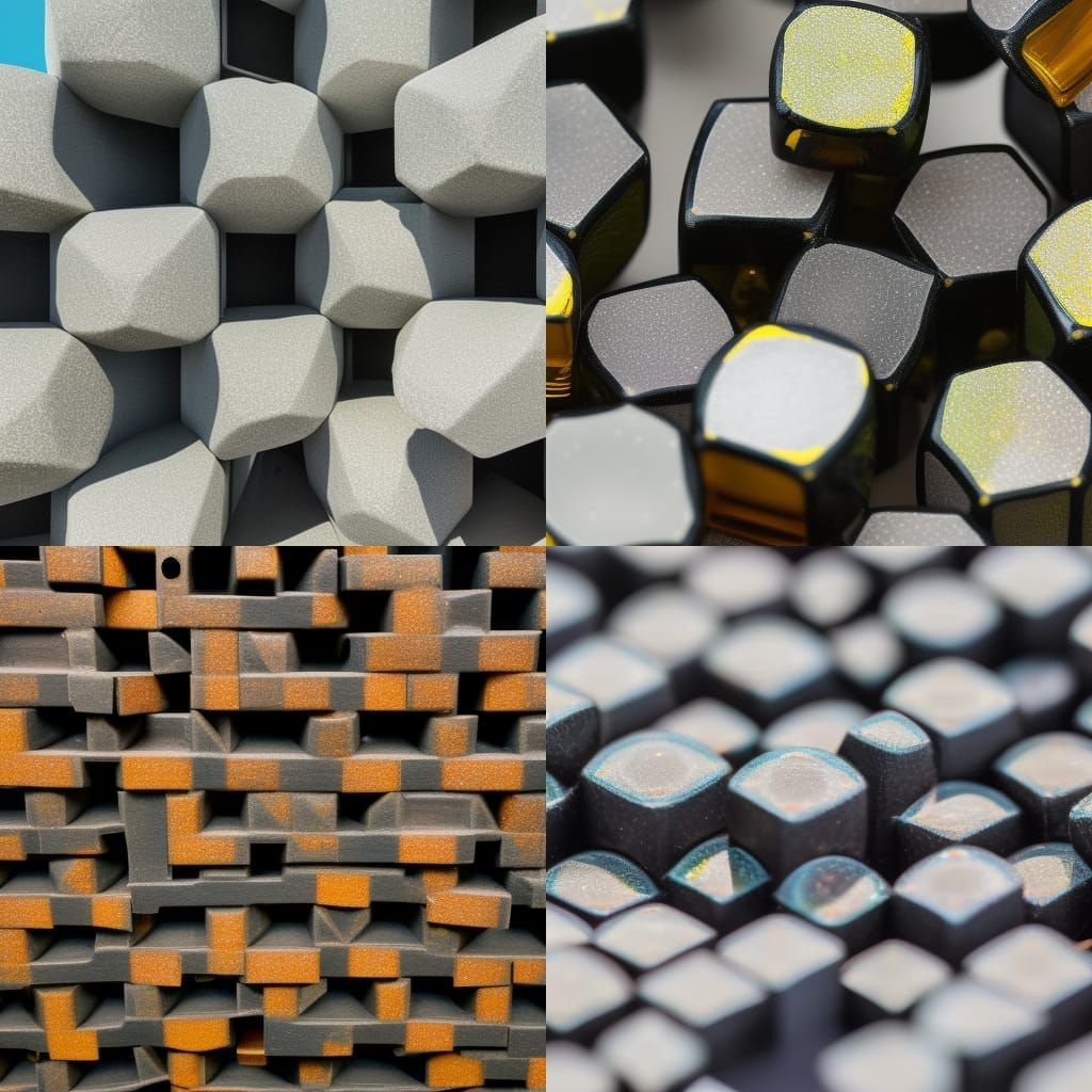 close-up tiny disintegrating tessellated cubes, disintegrating man's ...