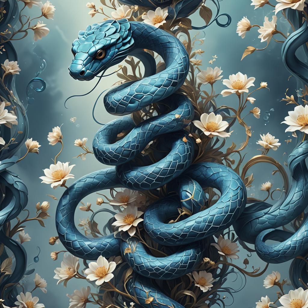 Blue snake - AI Generated Artwork - NightCafe Creator