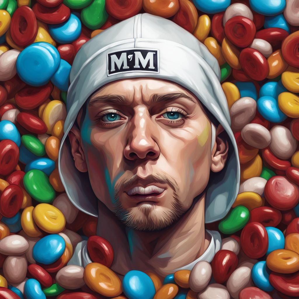 rapper Eminem's face on an M&M candy - AI Generated Artwork - NightCafe ...