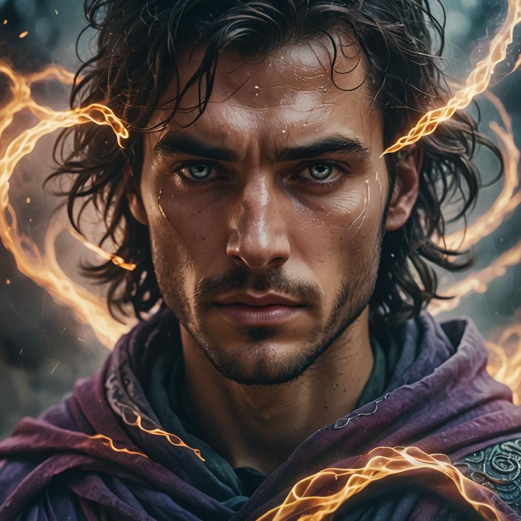 A young robed man using his mind to create ripples around him - AI ...