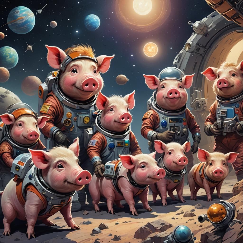 Pigs in space 1 - AI Generated Artwork - NightCafe Creator