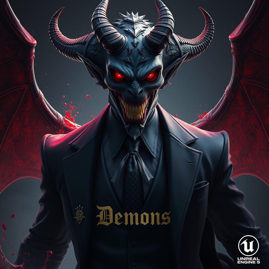 Sleek Demon in Formal Attire Showcases Dark Elegan... - AI Art