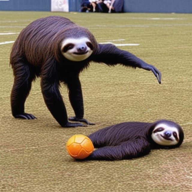 Sloths play football - AI Generated Artwork - NightCafe Creator