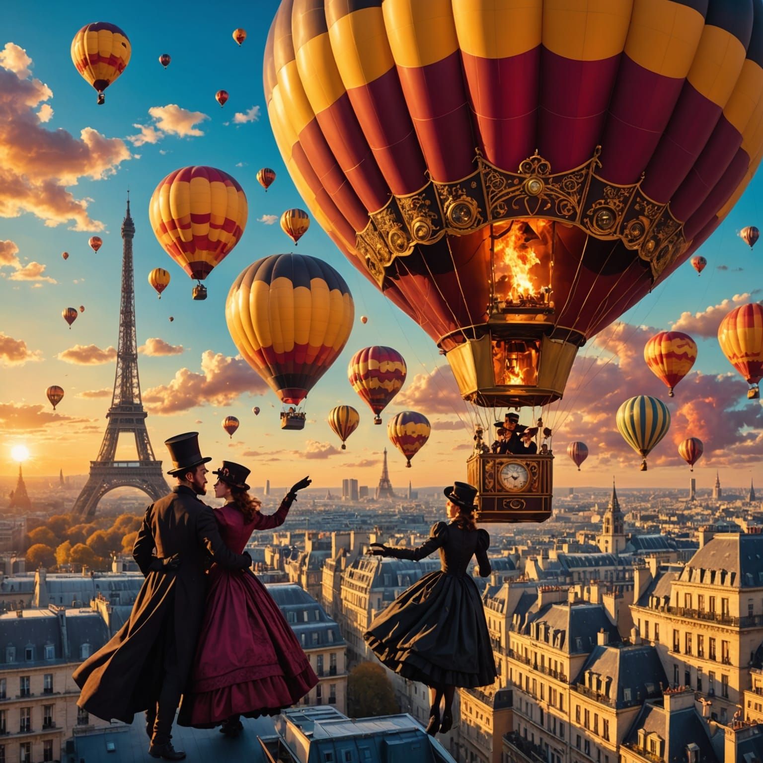 Balloons over paris - Steampunk Balloon Soars Over Eiffel To...
