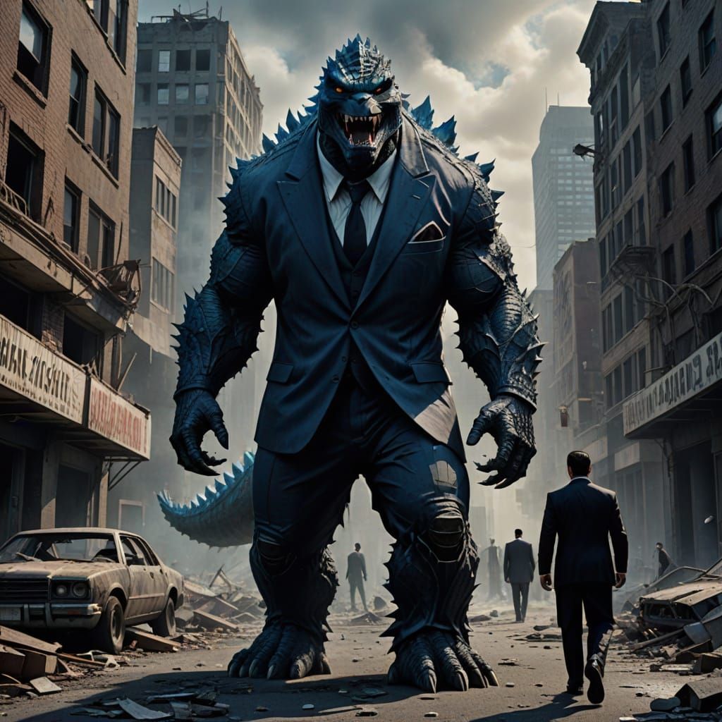 Godzilla in Formal Attire - AI Art