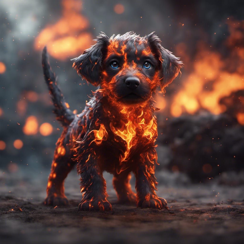 Puppy made out of fire - AI Generated Artwork - NightCafe Creator