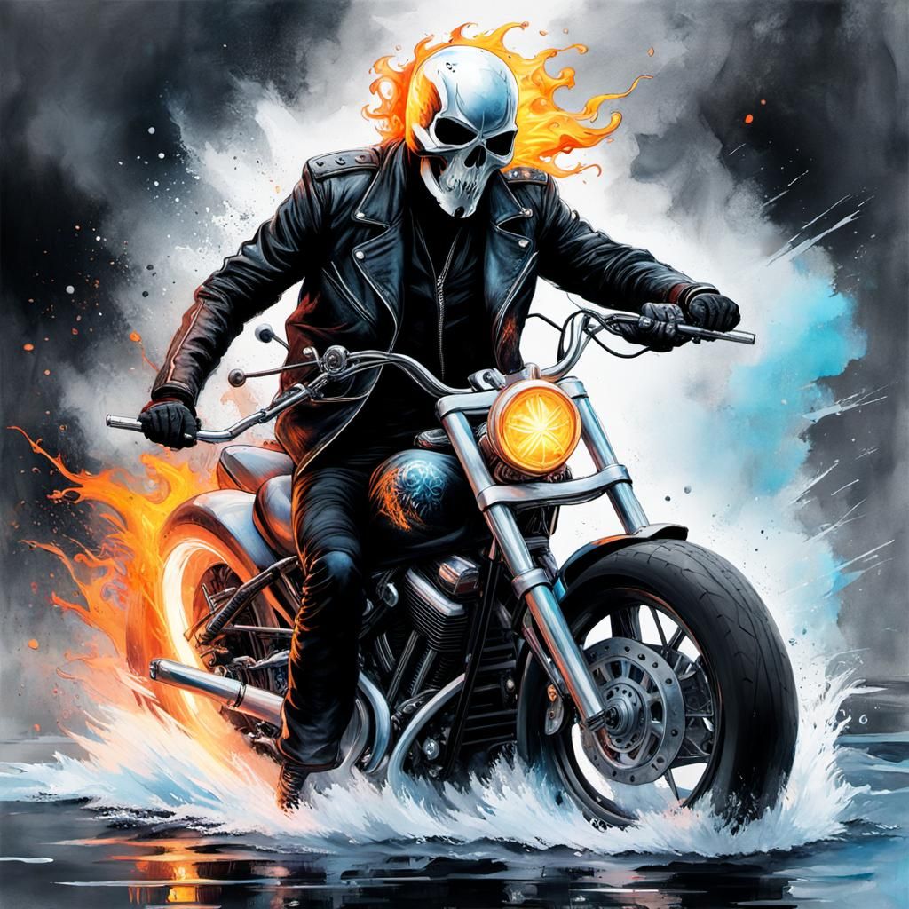 the ghost rider riding on the water - AI Generated Artwork - NightCafe ...