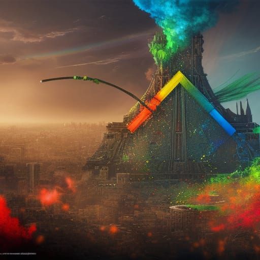 art of destruction with atomic bomb drop in the city of Parisand ...