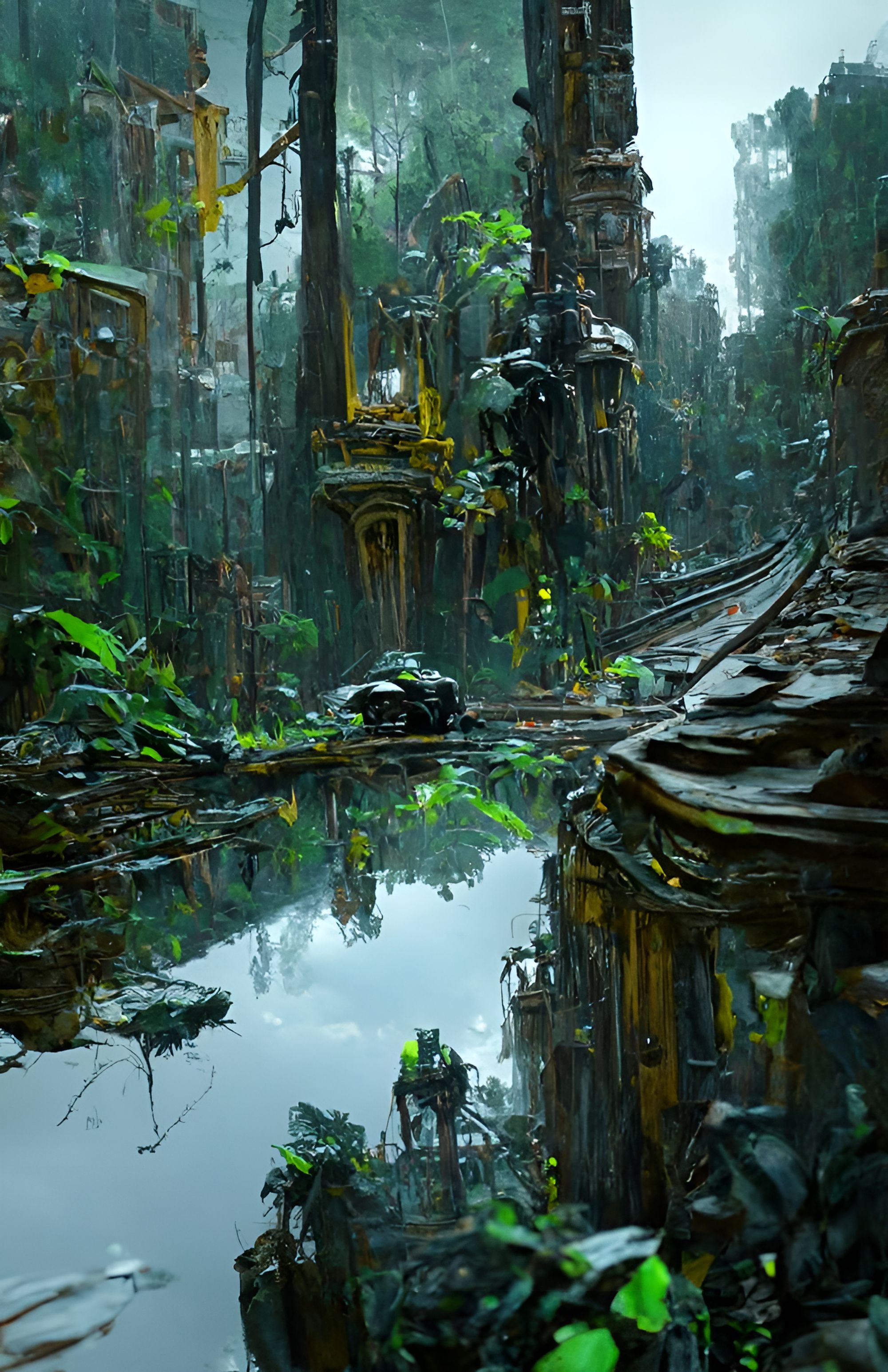 Overgrown Street 2 : r/nightcafe