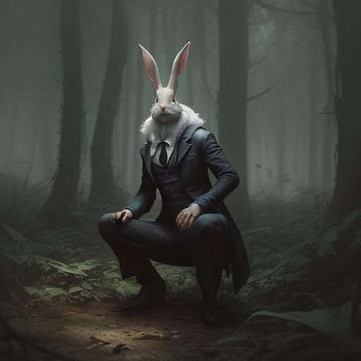 Rabbit in the forest sinister by Greg Rutkowski - AI Generated Artwork ...