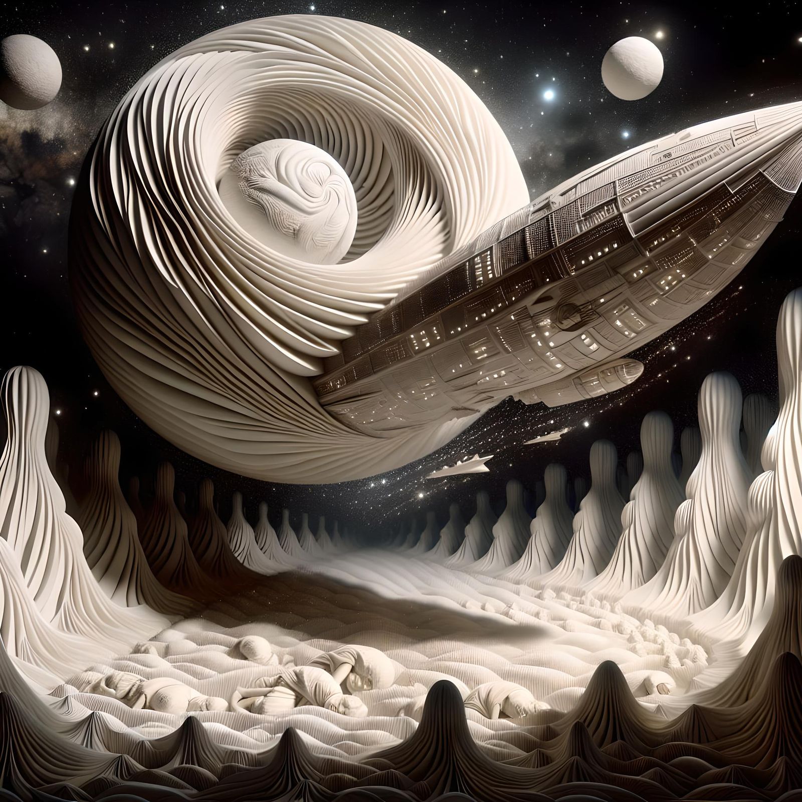 Earth Mothership in Embodied Ivory-White Night Sky - AI Generated ...