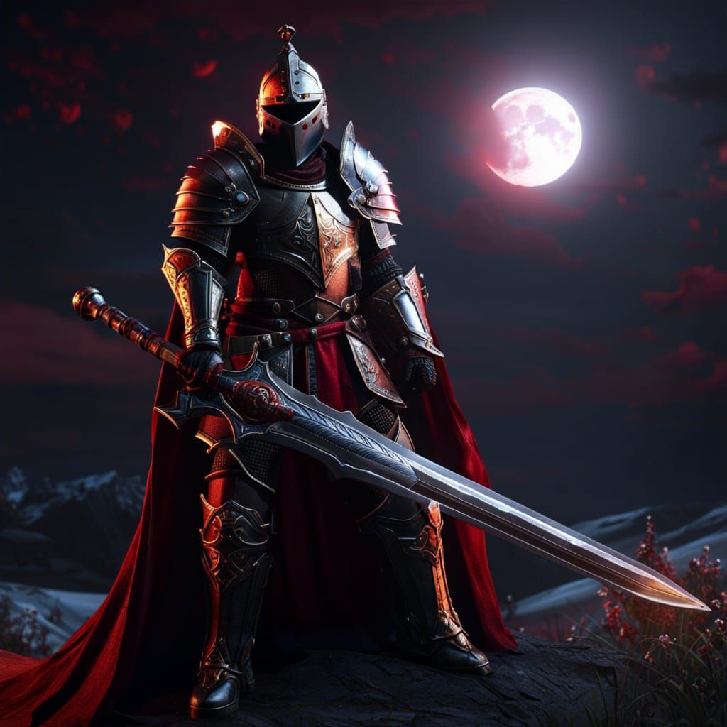 Gothic Moon Knight, big sword - AI Generated Artwork - NightCafe Creator