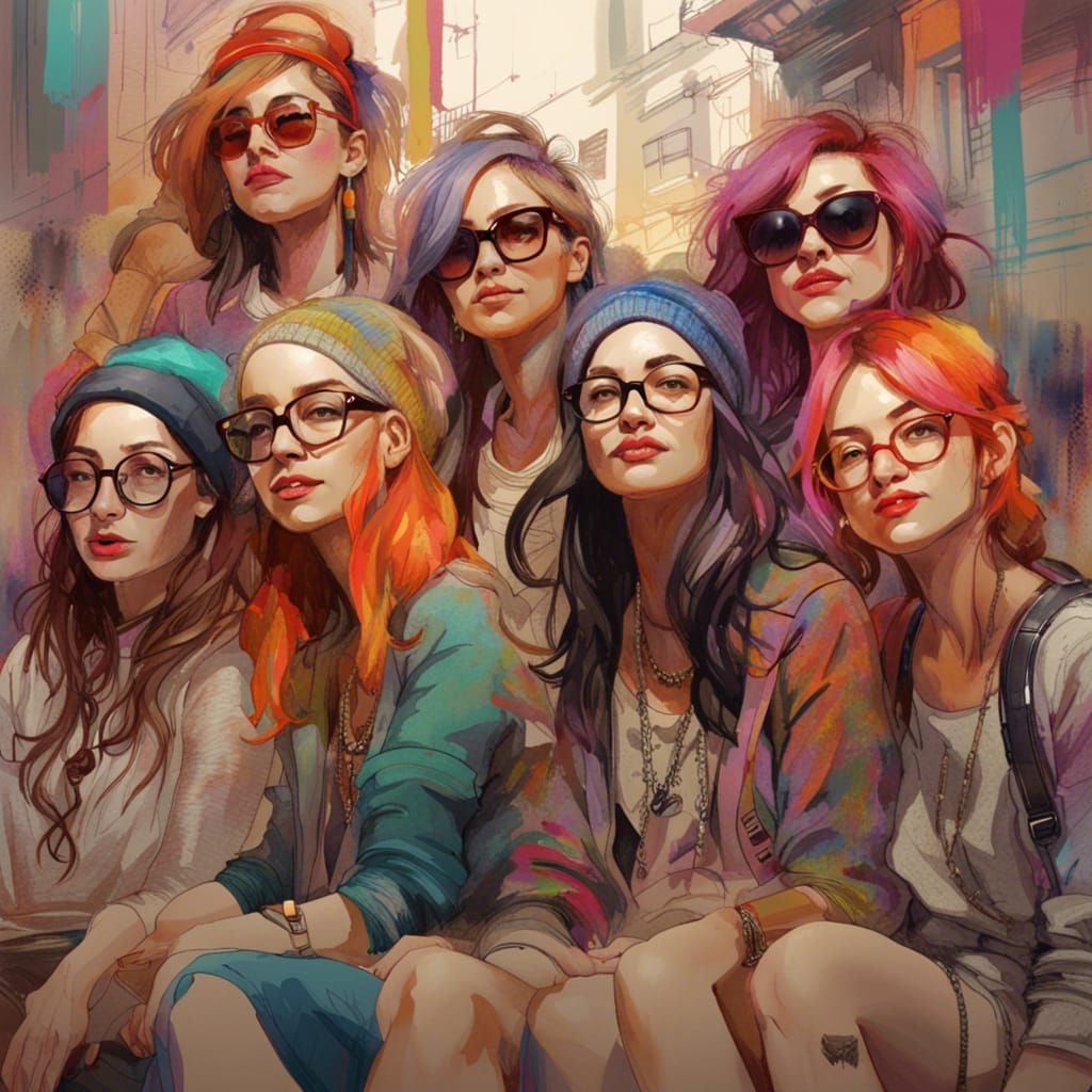 The Hipsters Gang - AI Generated Artwork - NightCafe Creator