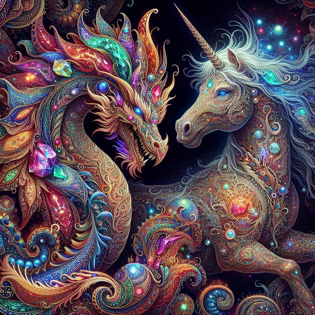the dragon and the unicorn - AI Generated Artwork - NightCafe Creator
