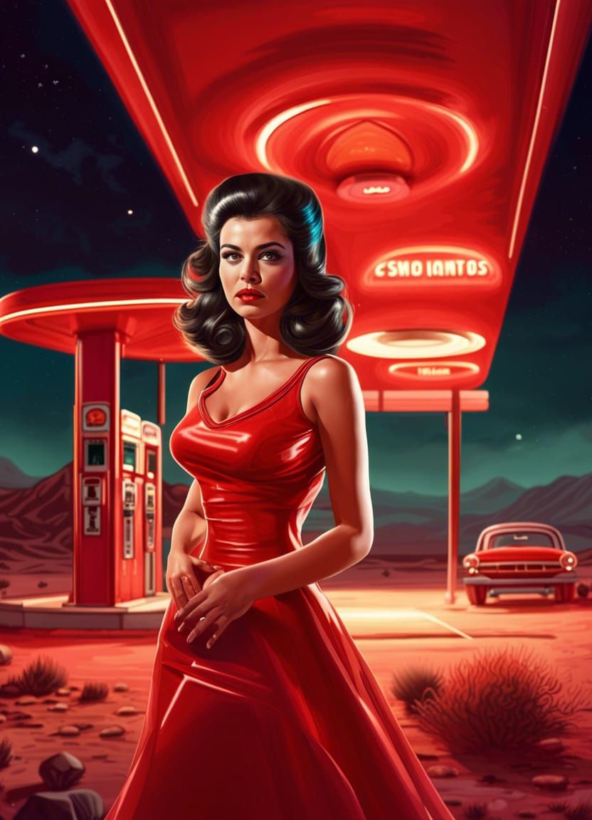 60s pin-up in gas station, NightCafe version - AI Generated Artwork ...