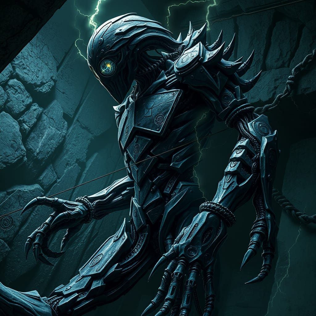 Cybernetic Horror in Dark Industrial Style - AI Art