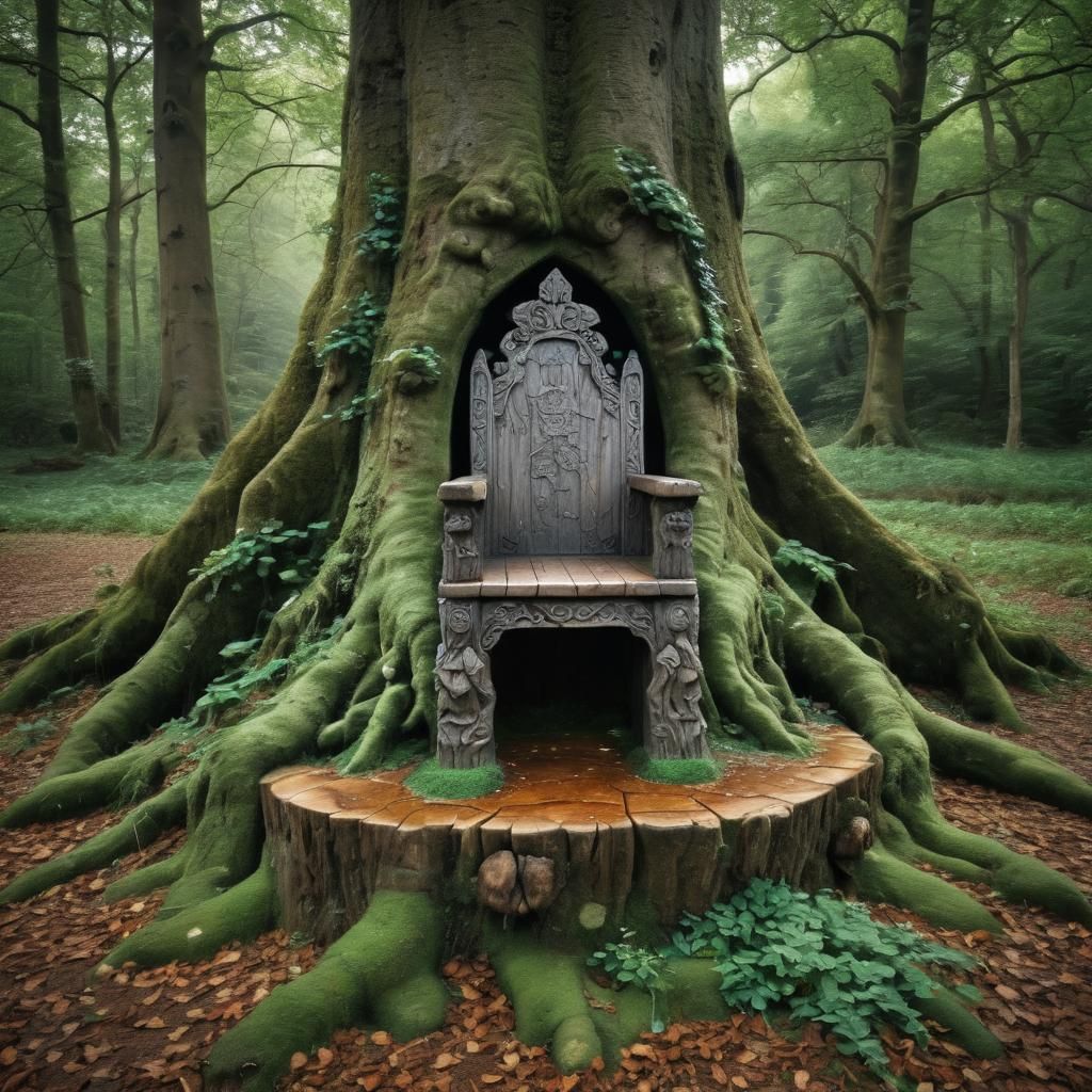 Majestic Oak Throne - AI Generated Artwork - NightCafe Creator