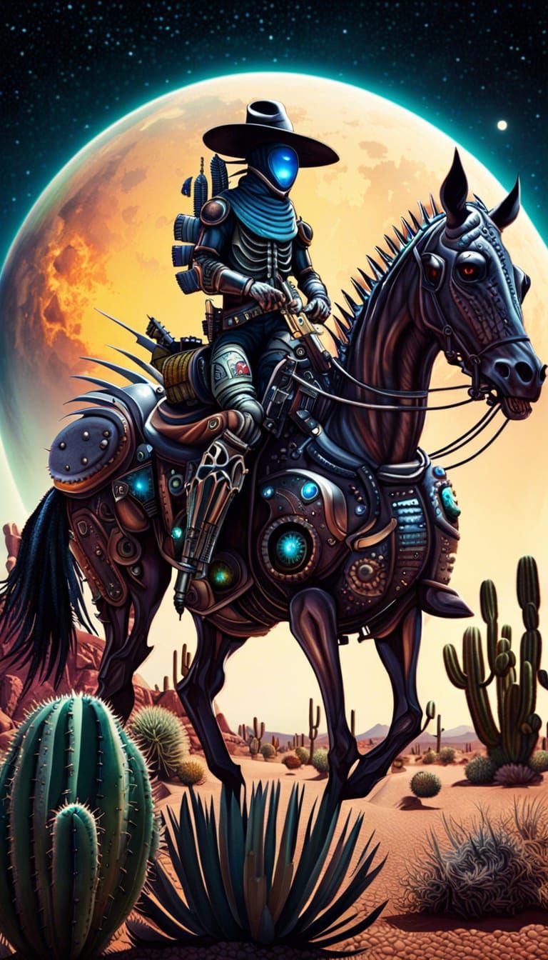 Alien cowboy - AI Generated Artwork - NightCafe Creator