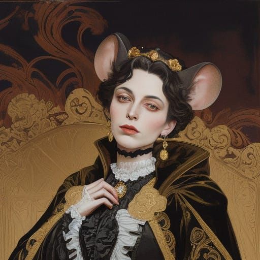 Mysterious Vampire Mouse in Opulent Victorian Atti... - AI Art
