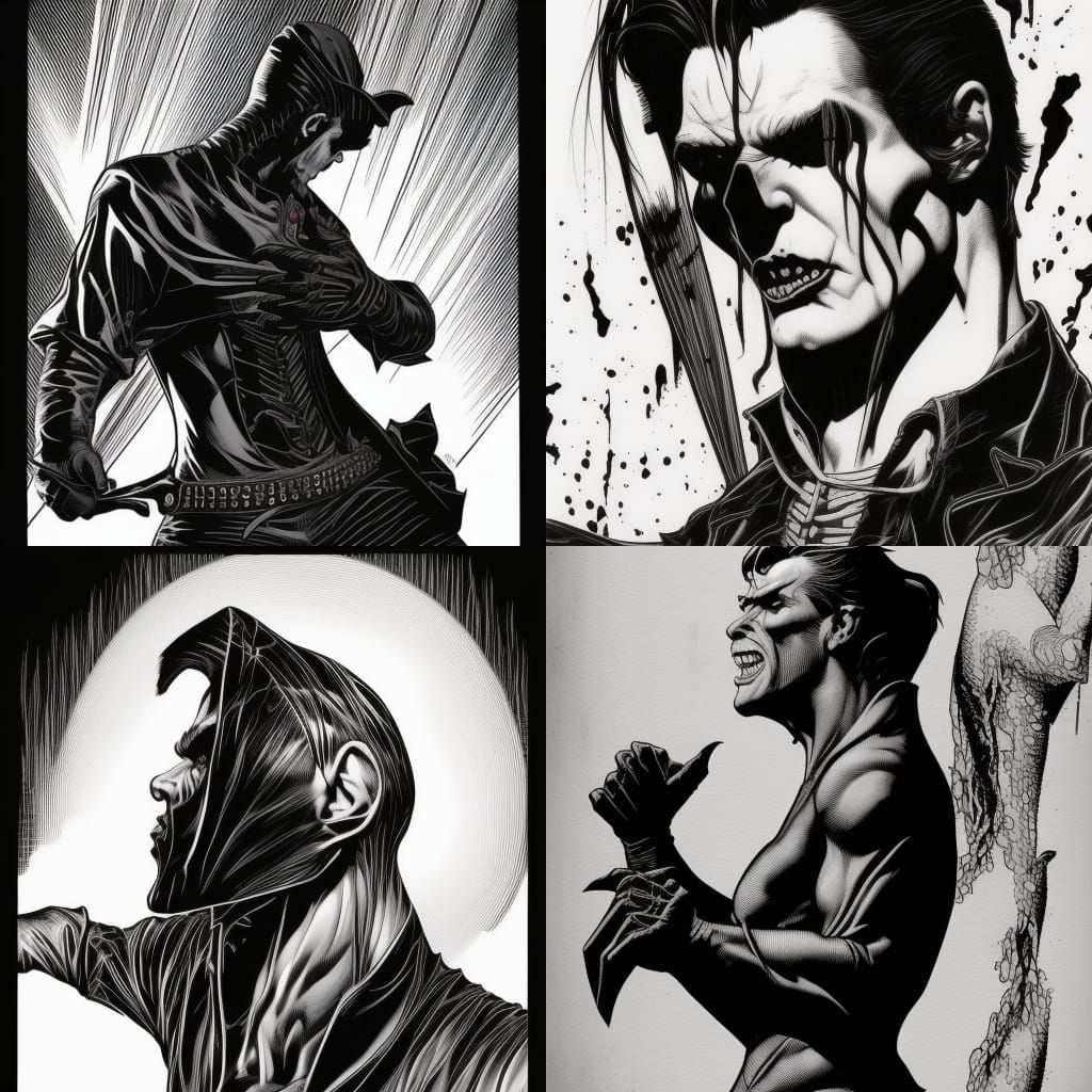 side view of a vampire, paint in black and white silhouette style - AI ...