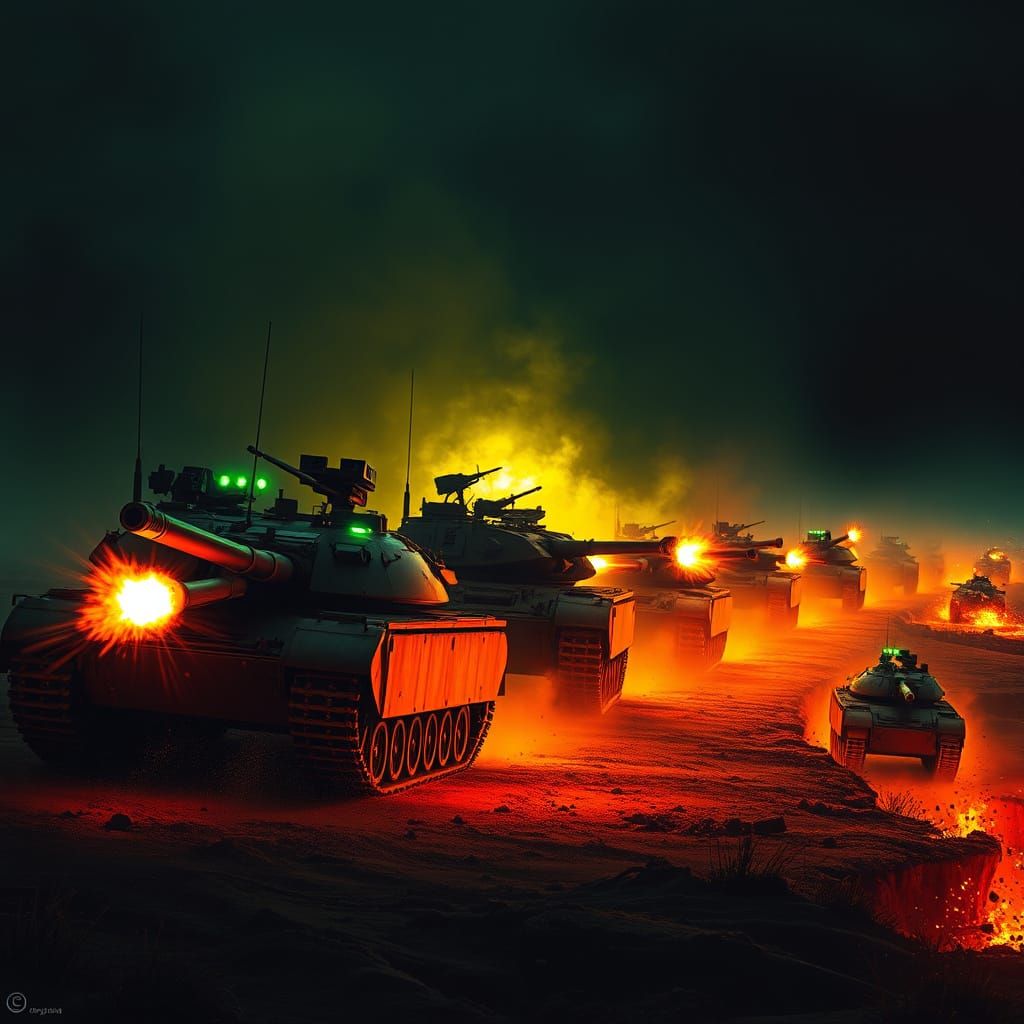 Midnight Armor Clash - Gritty Armor Clash Under Eerie Night ...