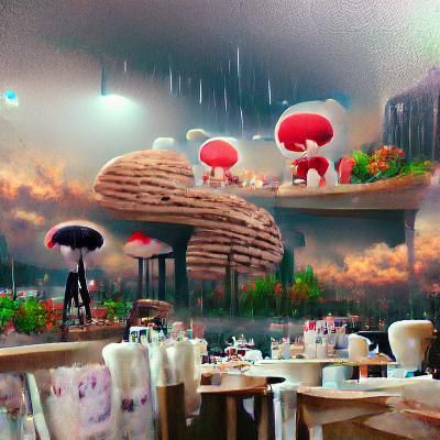 mushroom cafe - AI Generated Artwork - NightCafe Creator