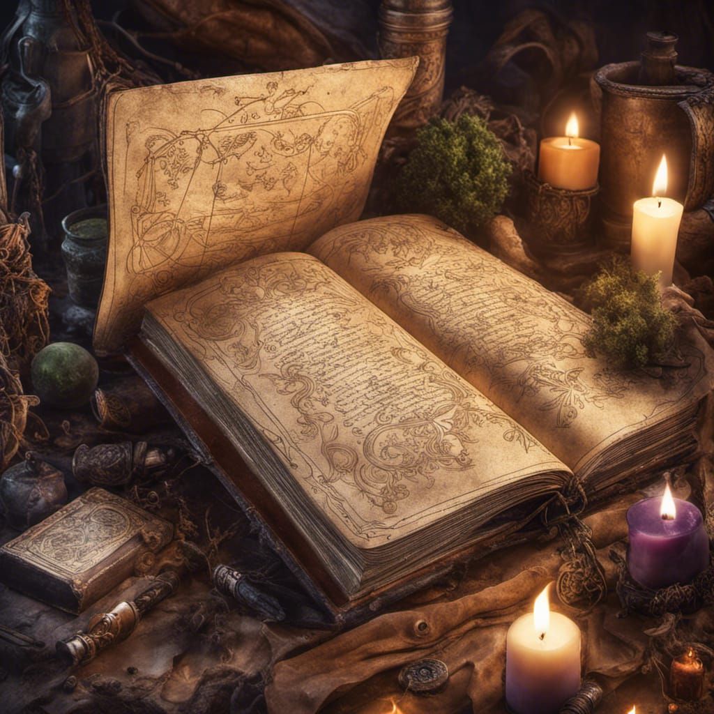 Spellbook and Candles - AI Generated Artwork - NightCafe Creator