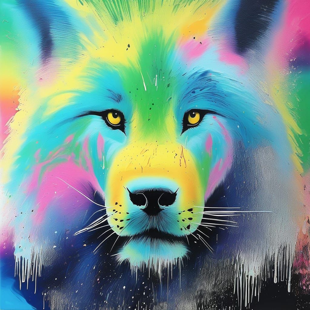 Wolves Surround a Beehive by a Serene River in Vib... - AI Art