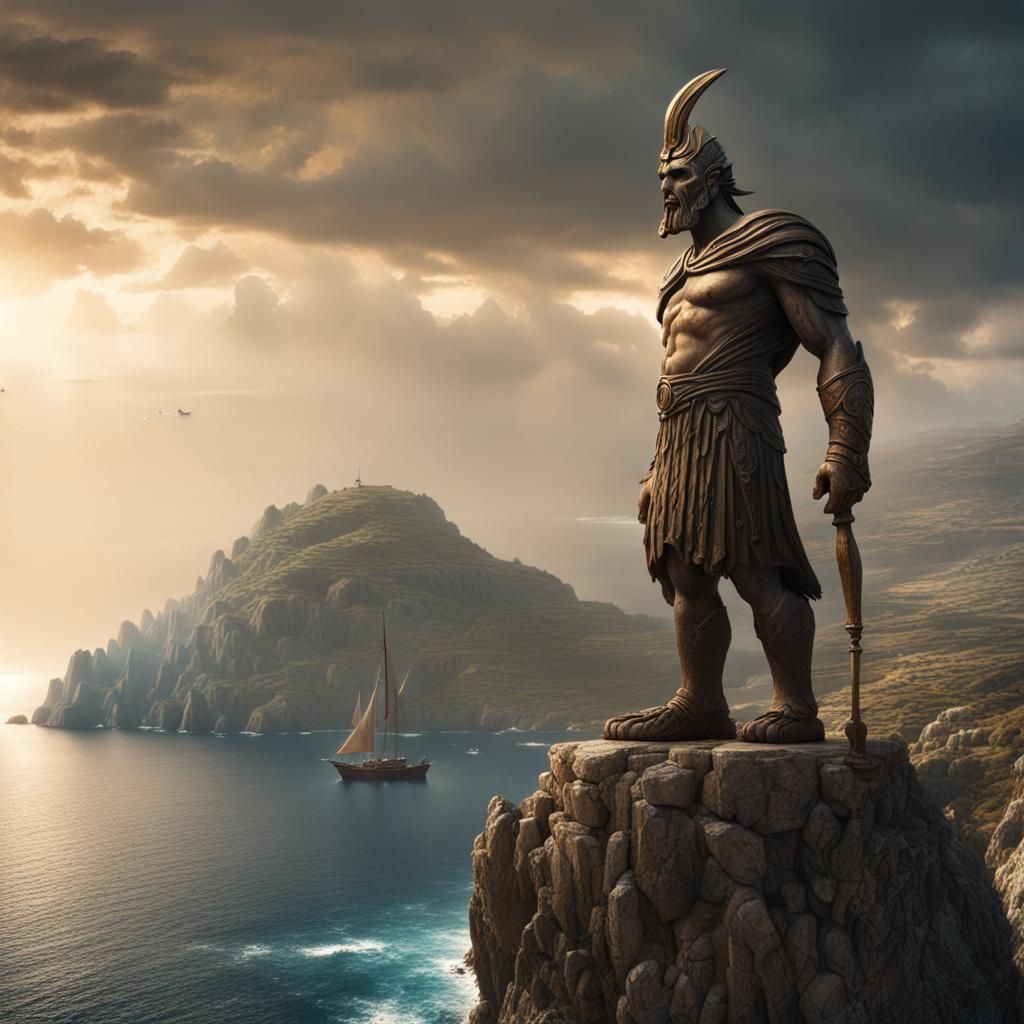 Talos, the bronze giant, guarding a Greek island - AI Generated Artwork ...