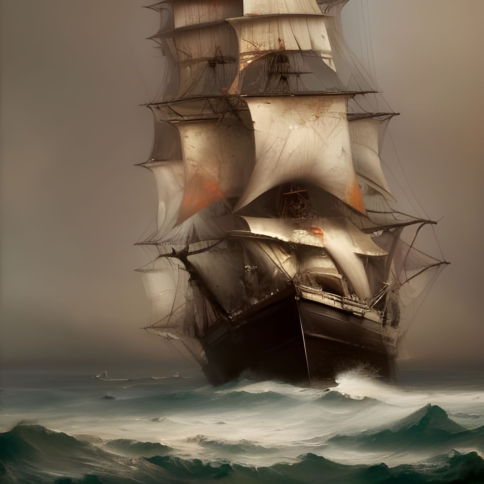 17th Century Full Rig Sailing ship with highly detailed concept art ...