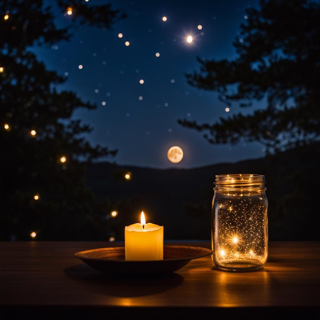 candlelit scene under stars - AI Generated Artwork - NightCafe Creator