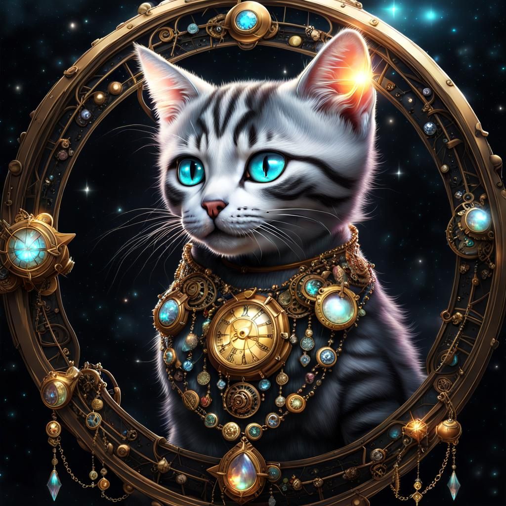 Blue Eyed Tabby, with Watch - AI Generated Artwork - NightCafe Creator