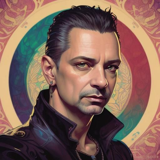Dave Gahan, Mucha style - AI Generated Artwork - NightCafe Creator