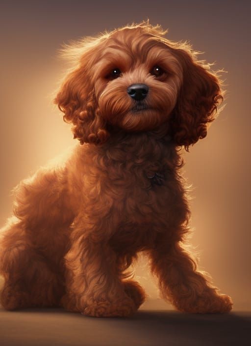 Brown Cavapoo Puppy 2 - AI Generated Artwork - NightCafe Creator