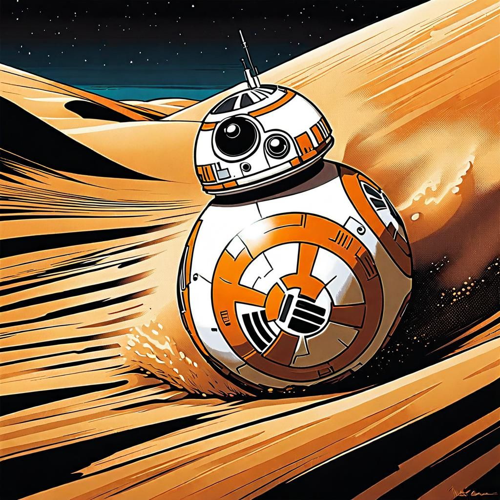 BB8 peeling out - AI Generated Artwork - NightCafe Creator