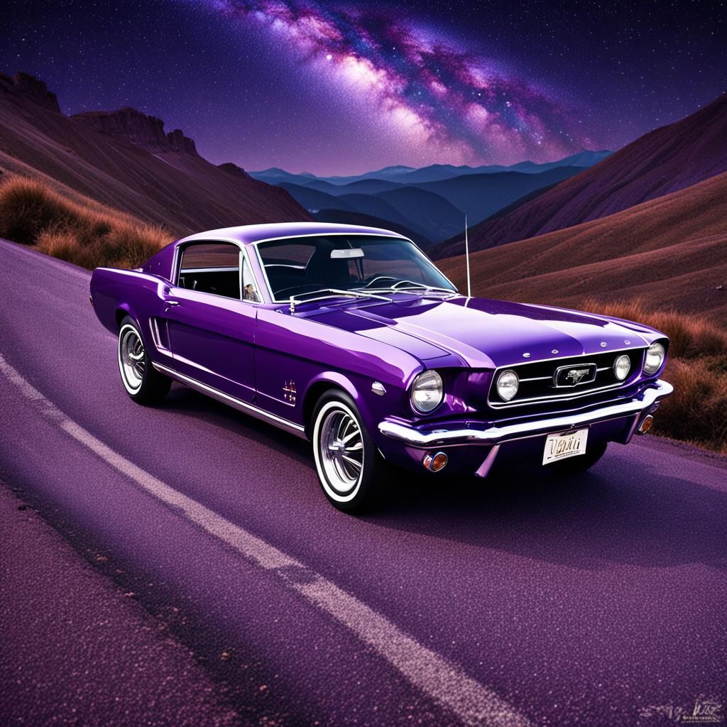 Ford mustang 1965, purple - AI Generated Artwork - NightCafe Creator