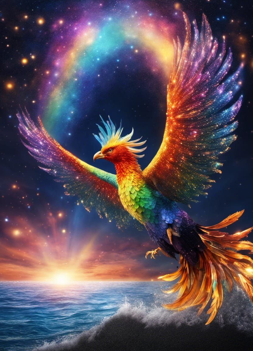 Majestic rainbow phoenix - AI Generated Artwork - NightCafe Creator