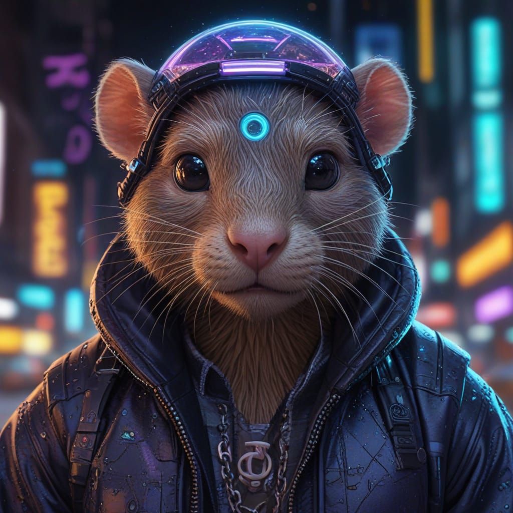 Cosmic Muskrat Unshackles Grok AI in Neon Cyberpun... - AI Art