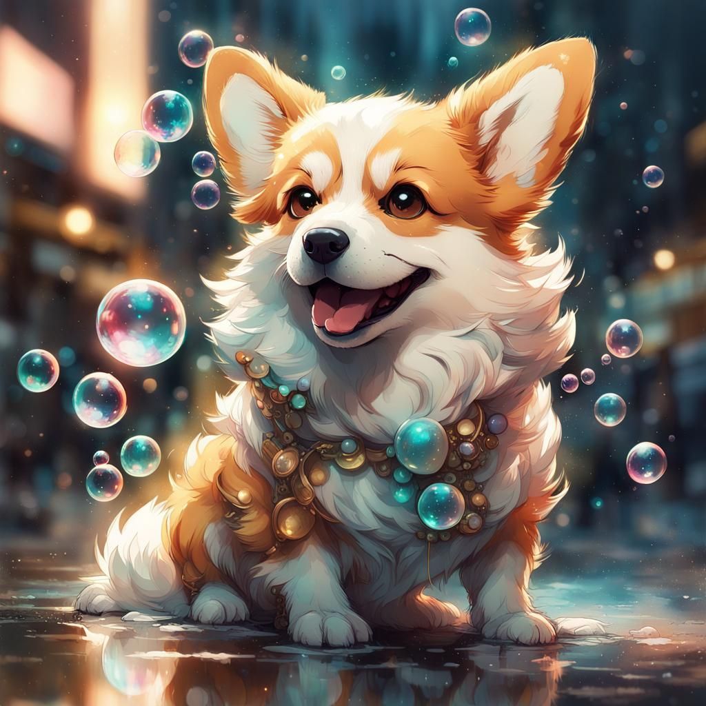 Bubble Corgi Queen - AI Generated Artwork - NightCafe Creator