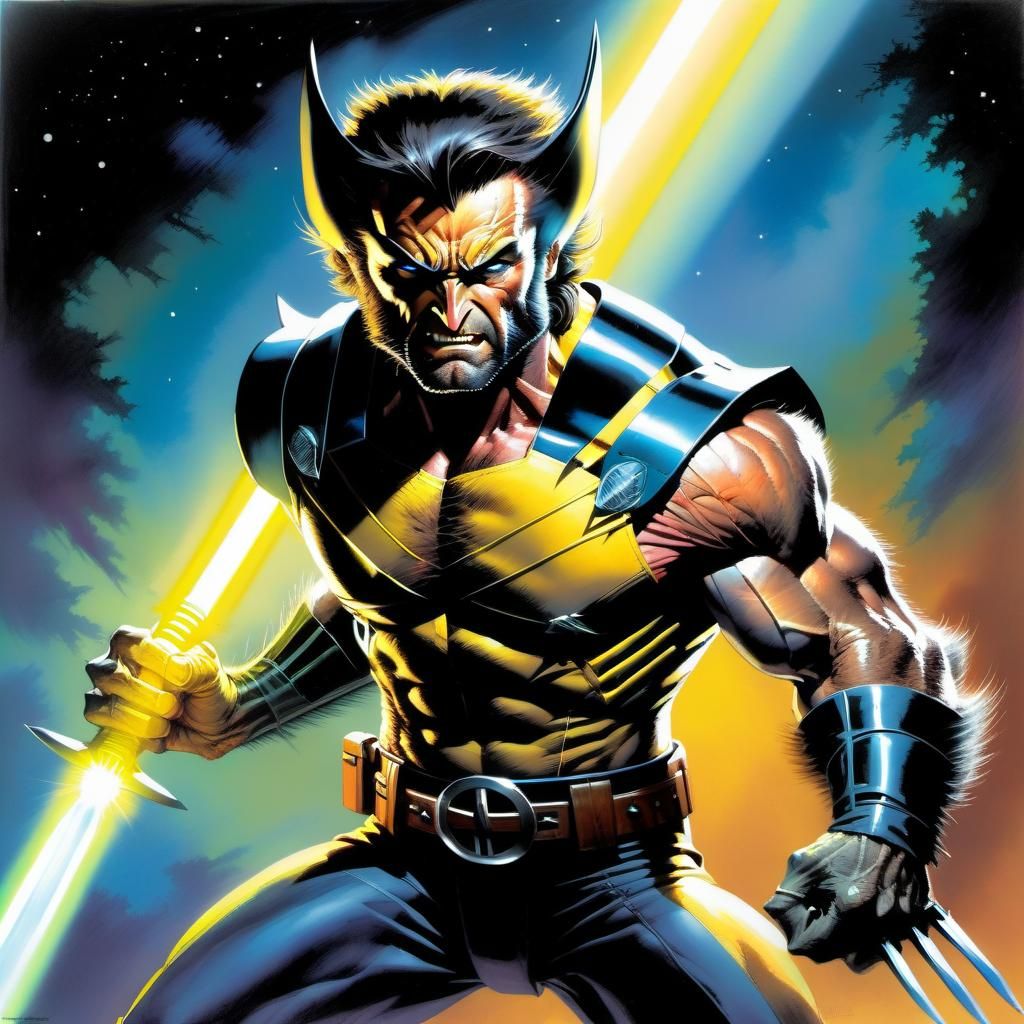 Wolverine Mashup with a Jedi with a silver lasersword on a spaceship in ...