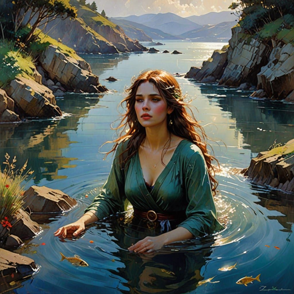 Surreal Selkie Goddess Sings in Enchanted Cove wit... - AI Art
