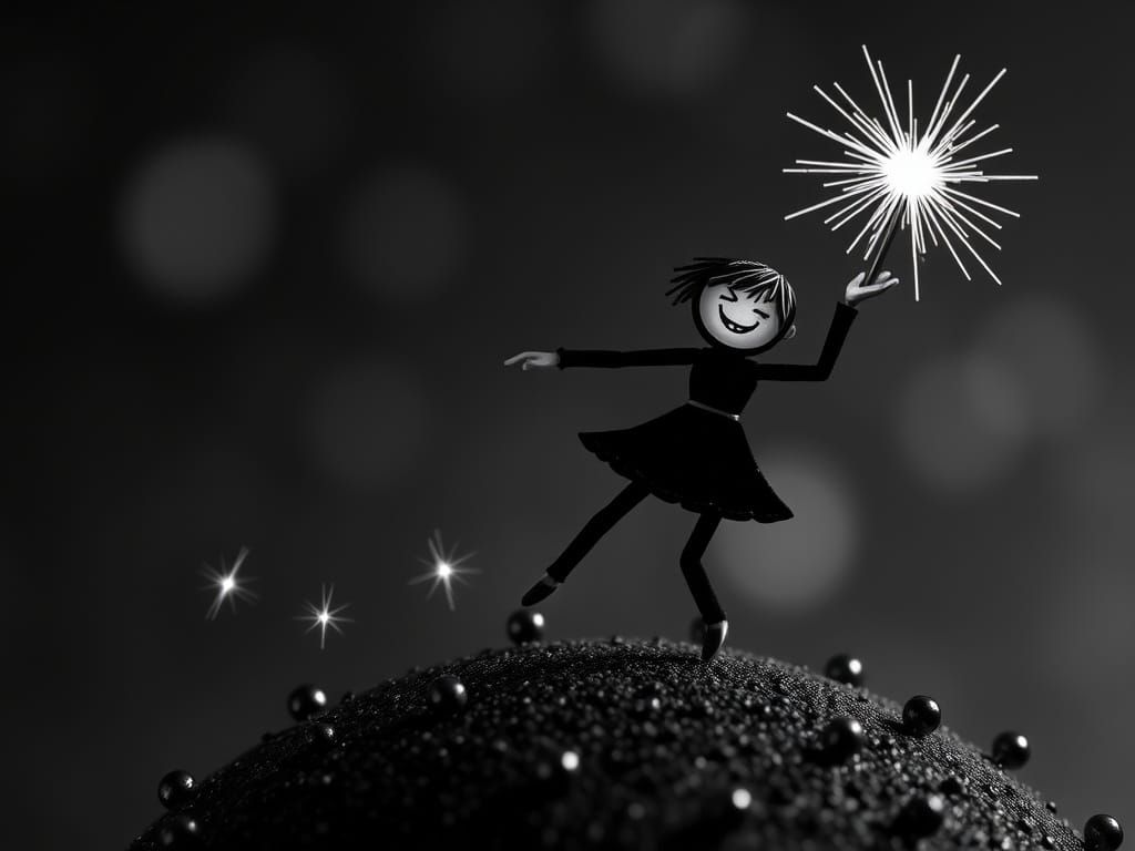 Teeny Tiny Ditzy Goth Turning a Grimacing Wink Dancing on the Points on ...