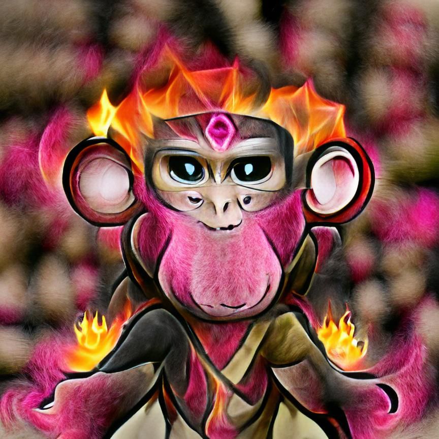 PINK FIRE ELEMENT MONKEY - AI Generated Artwork - NightCafe Creator
