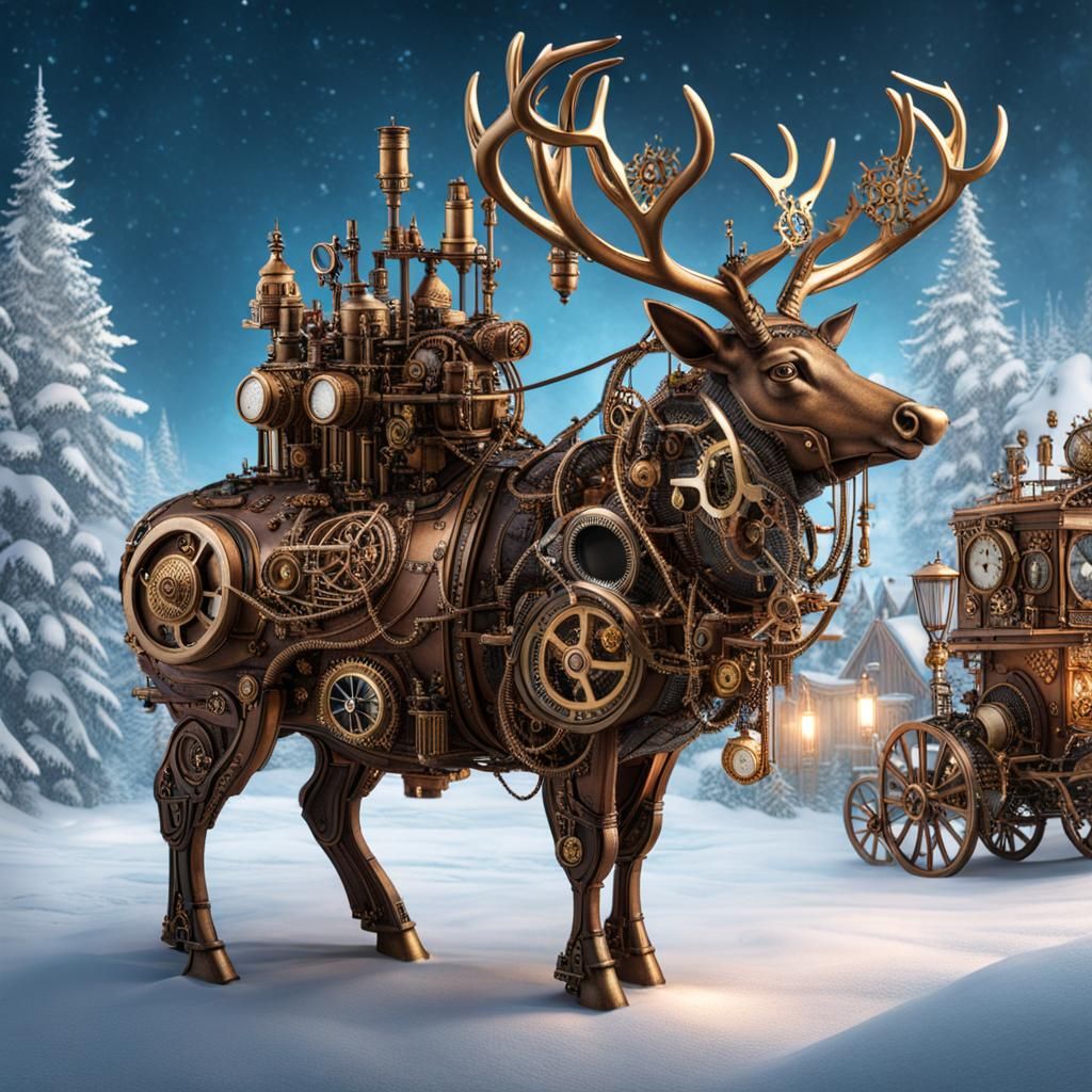 Steampunk deer - AI Generated Artwork - NightCafe Creator