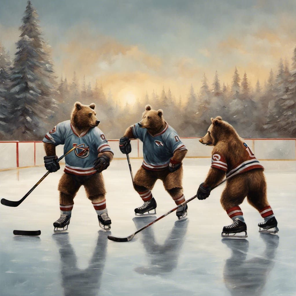 Bears playing Hockey - AI Generated Artwork - NightCafe Creator