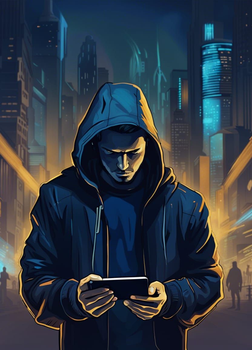 Cool hacker guy portrait color painting black gold cyber city 👾🧢🎧📱🕶️😎🌆 ...